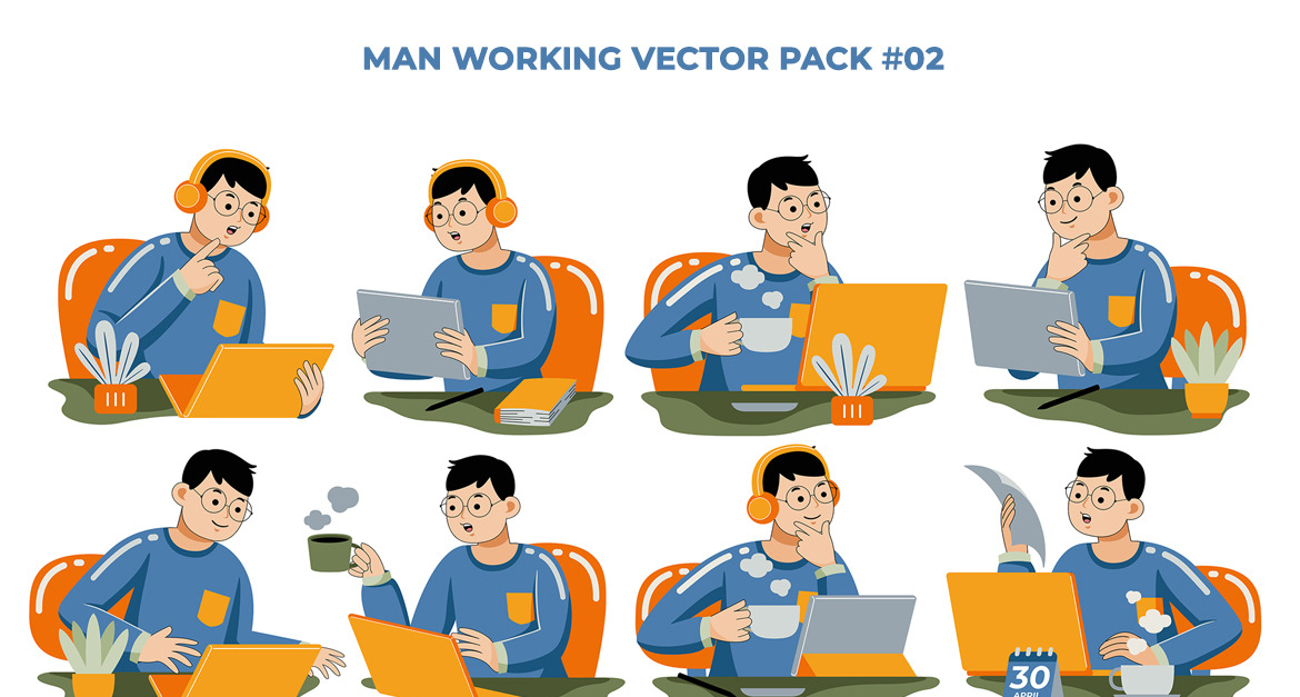 Man Working Vector Pack 02 #308486 - TemplateMonster