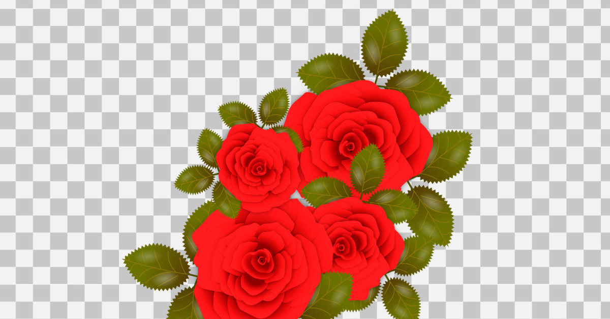 Red rose set realistic rose bouquet with red flower concept