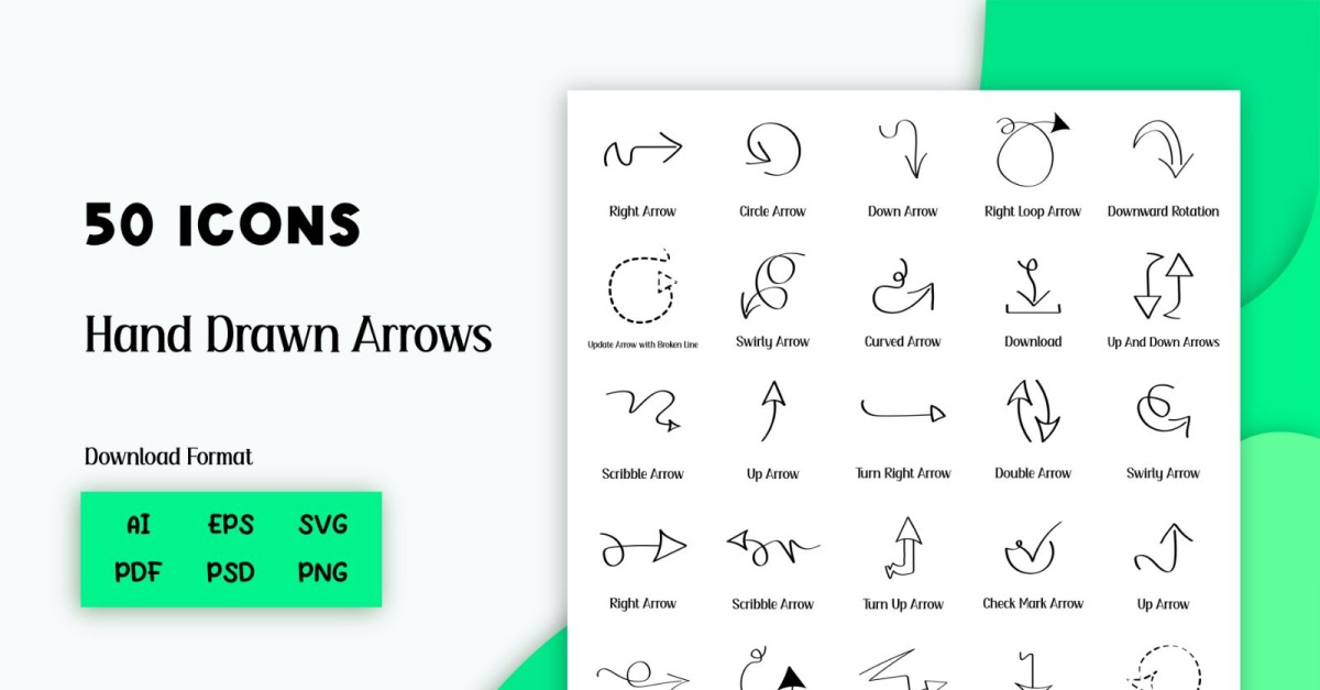 Icon Pack: Hand Drawn Arrows (50 Icons) - TemplateMonster