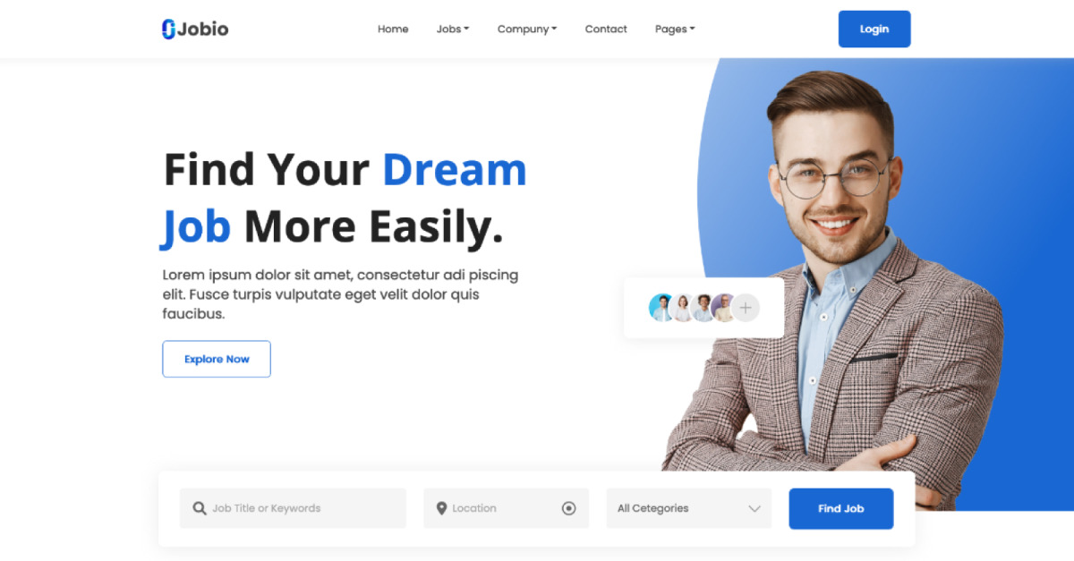 Jobio - Modello di sito Web HTML5 per la bacheca di lavoro