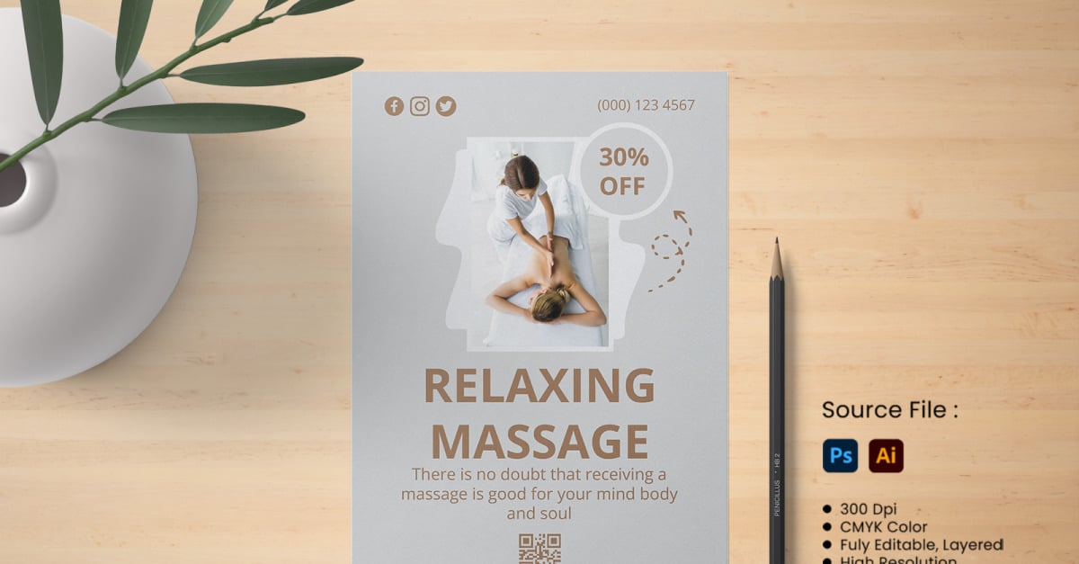 Relaxation Massage Flyer Template #308882 - TemplateMonster