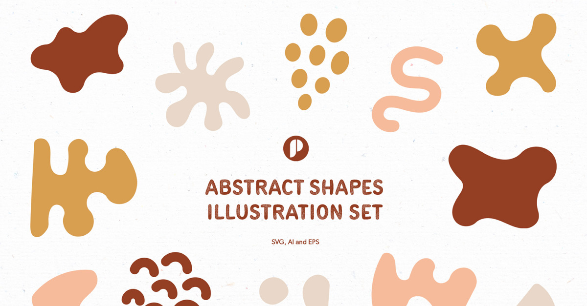 Warm tone abstract shapes illustration set - TemplateMonster