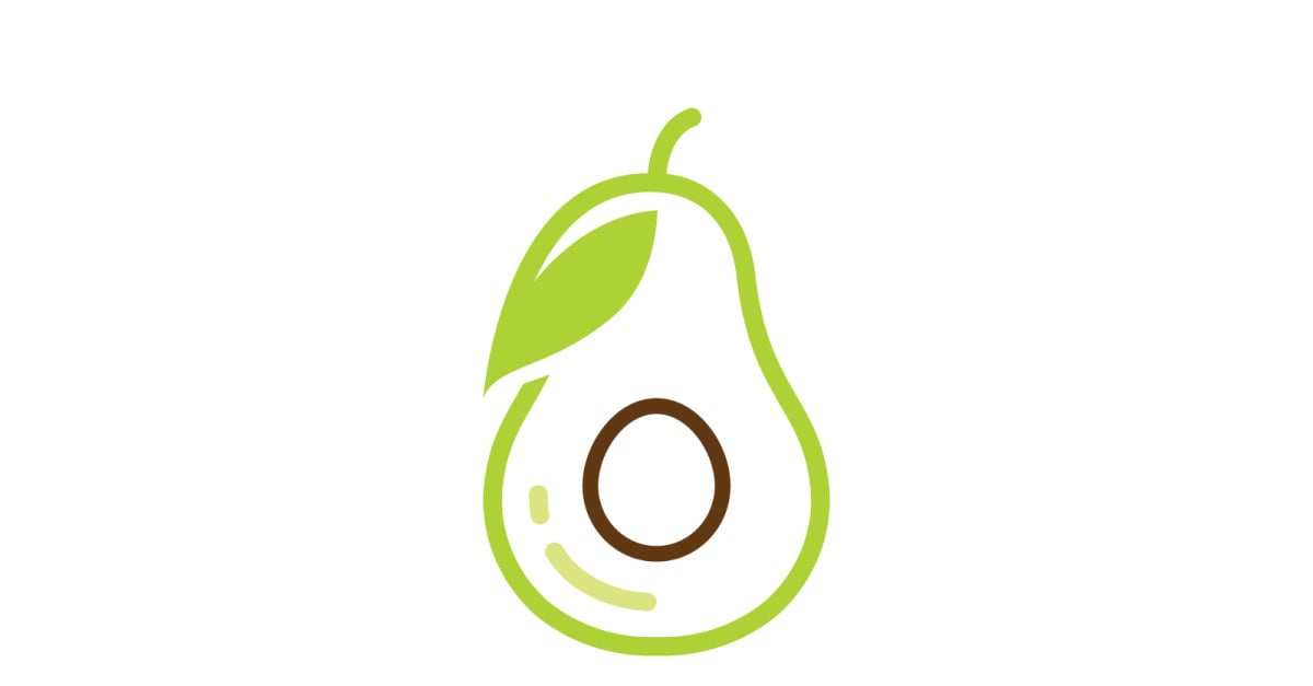 Avocado fruit logo template healthy food symbols V7