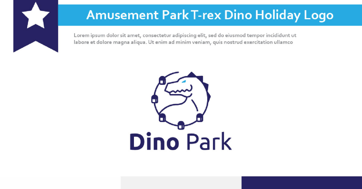 Eğlence Parkı Dinozor T-rex Dino Macera Tatil Logosu