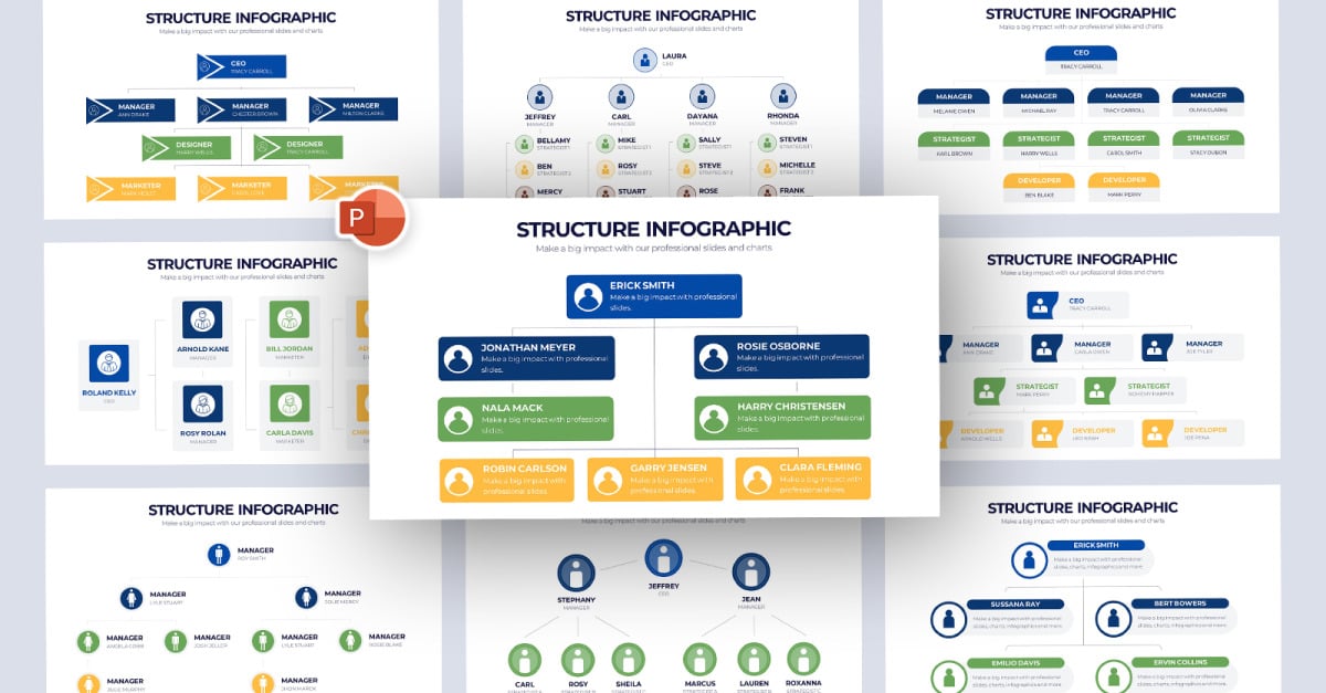 Teamstruktur-Infografik-PowerPoint-Vorlage - TemplateMonster