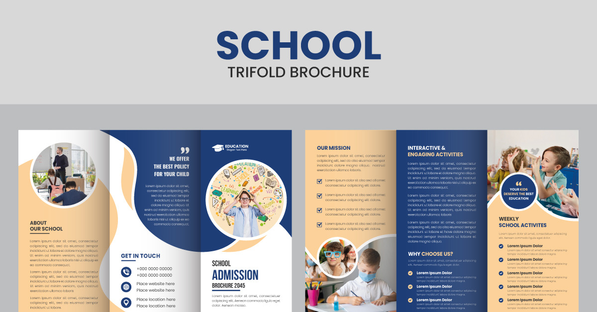 Kids School Education Trifold Brochure Template