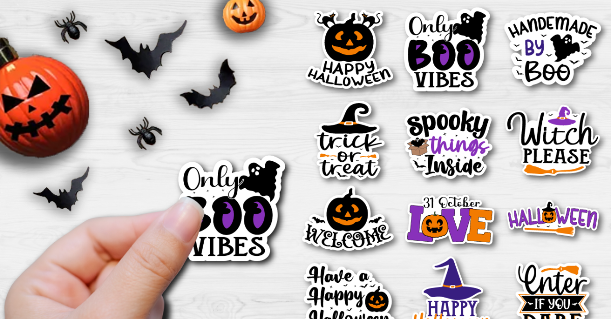 Halloween Sticker Bundle 12 Stickers - TemplateMonster