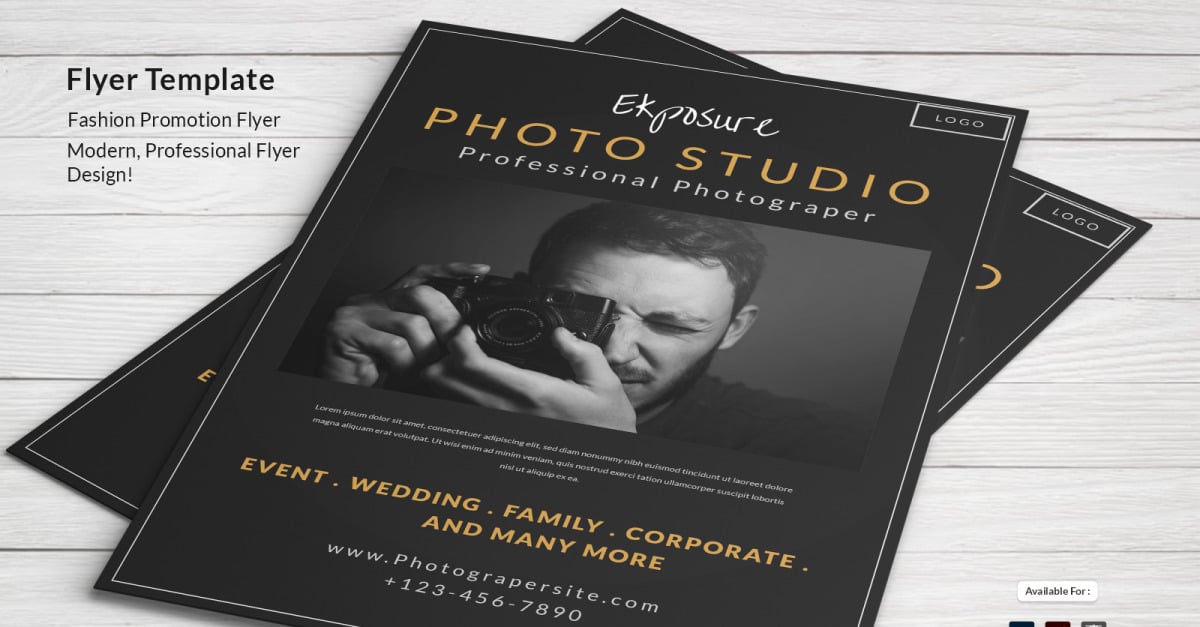 Modèle de conception de flyer de photographie