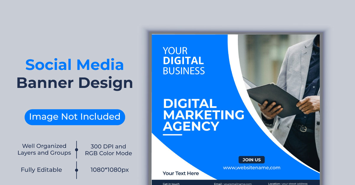 Digital Marketing Agency Social Media Business Banner Design Vector ...