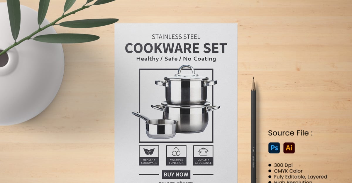 Cookware Set Flyer Template #309823 - TemplateMonster
