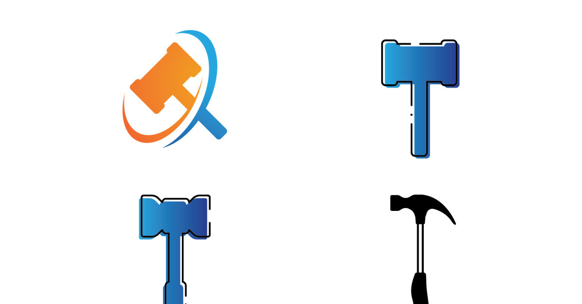 Çekiç logo vektör çizim tasarımı V10 - TemplateMonster