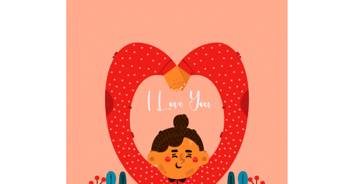 Handgezeichnete ich liebe dich Gruß Illustration