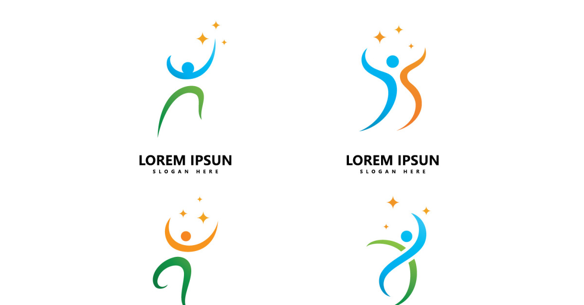 Successful people Logo reaching for the stars vector template V9