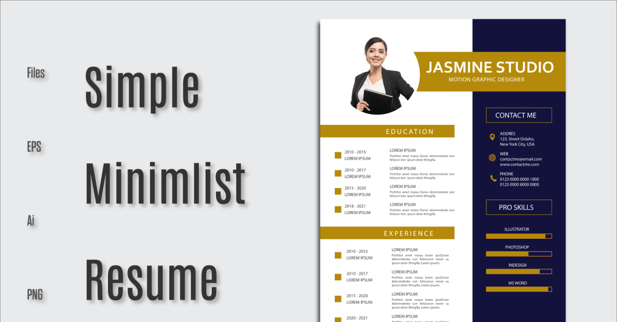 Simple Minimalist CV Resume Template - TemplateMonster