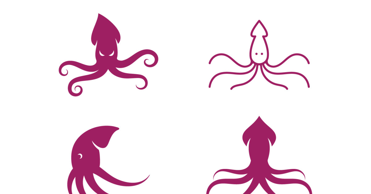 Calamar logo icono vintage vector ilustración diseño V5