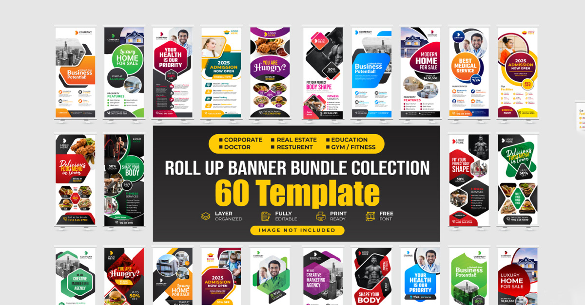Creative and Modern Roll up banner bundle - TemplateMonster
