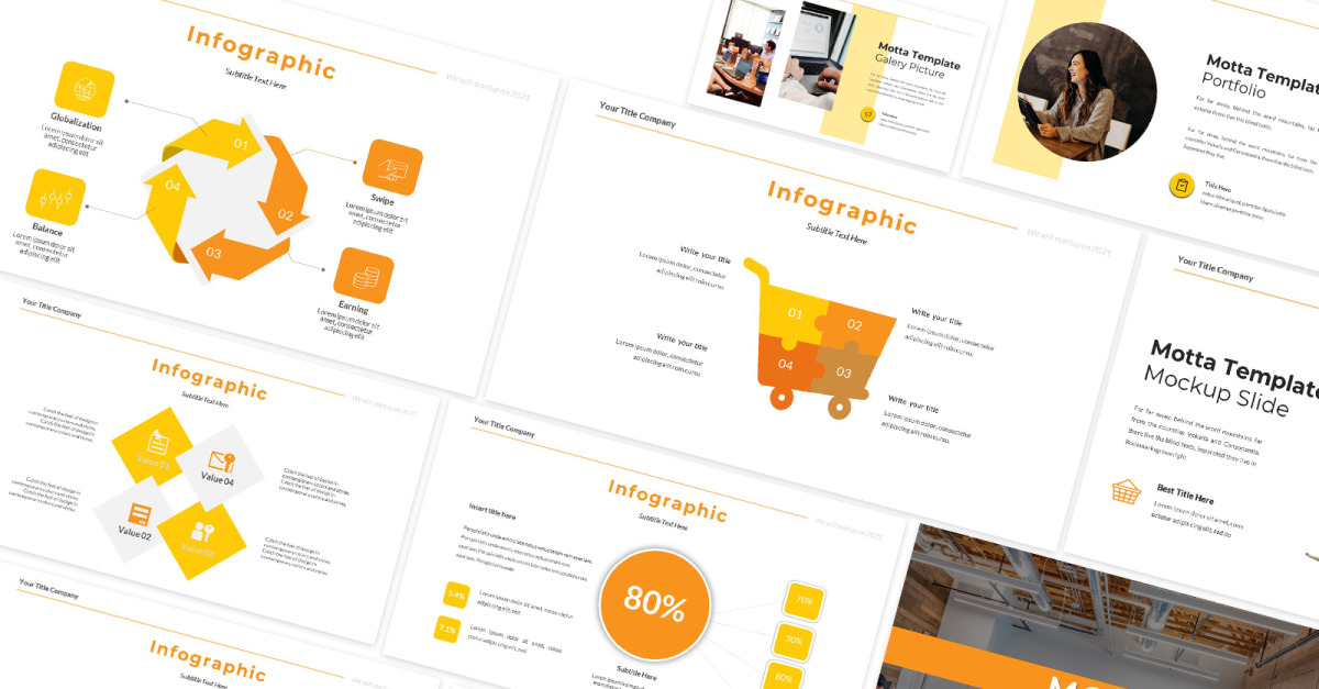 Modelo de Powerpoint Criativo Motta #310458 - TemplateMonster