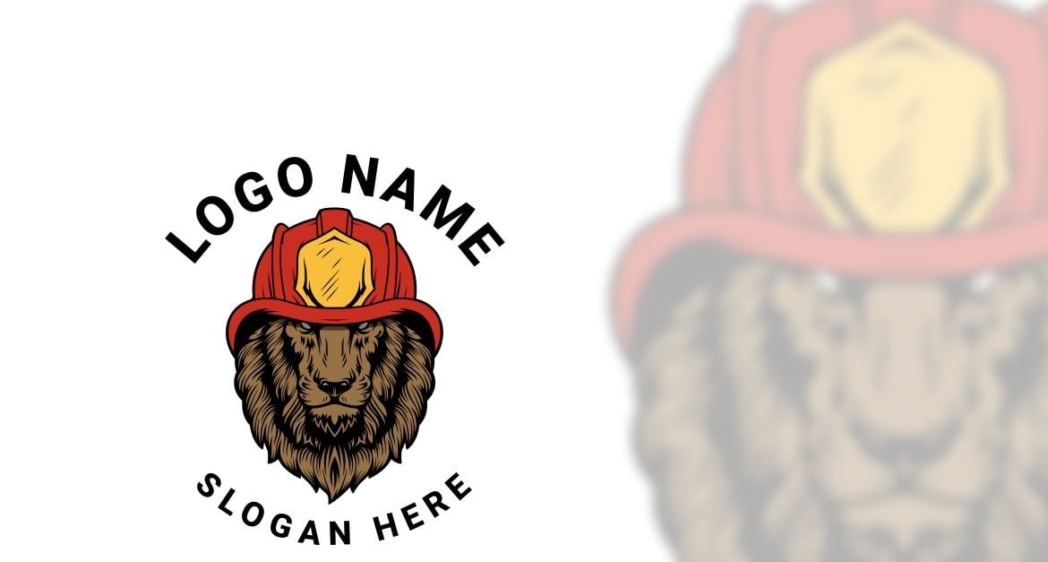 Lion Firefighter Graphic Logo Design - TemplateMonster