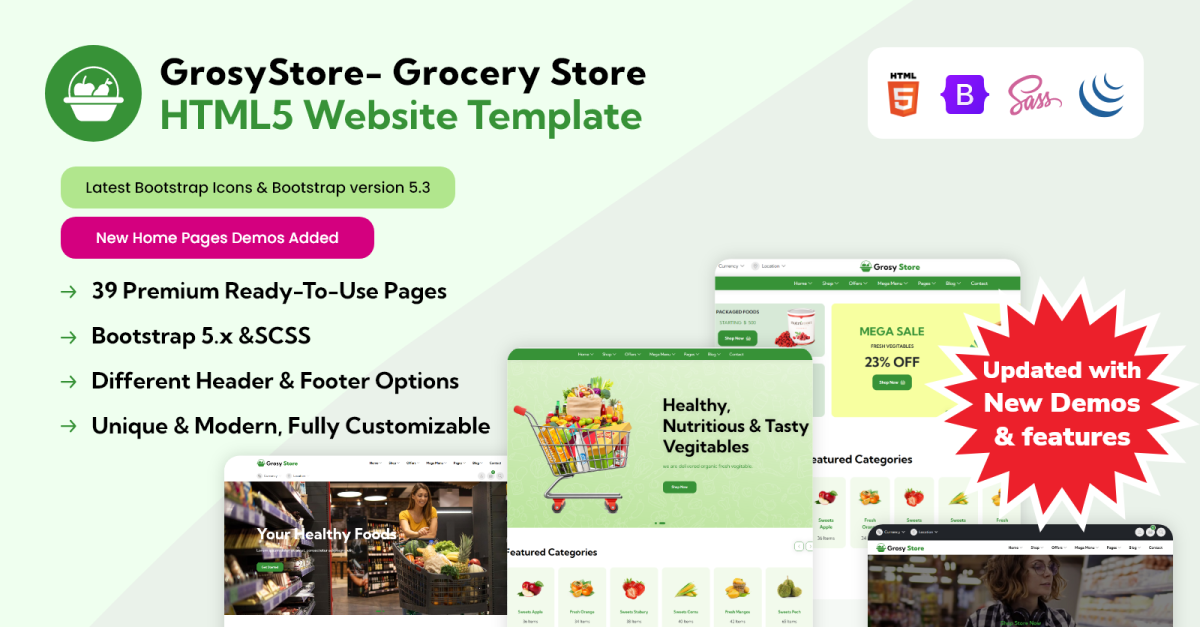 GrosyStore- Grocery Store HTML5 Website Template