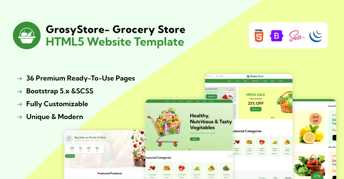 GrosyStore- Grocery Store HTML5 Website Template