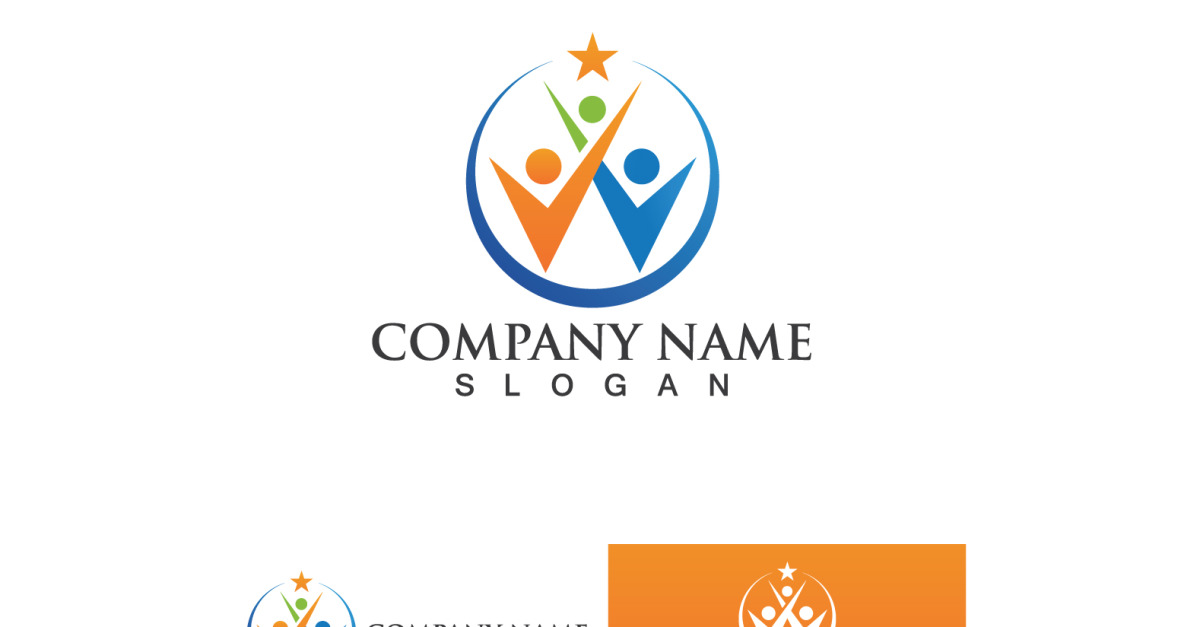 Gente estrella éxito logo diseño símbolo vector v1