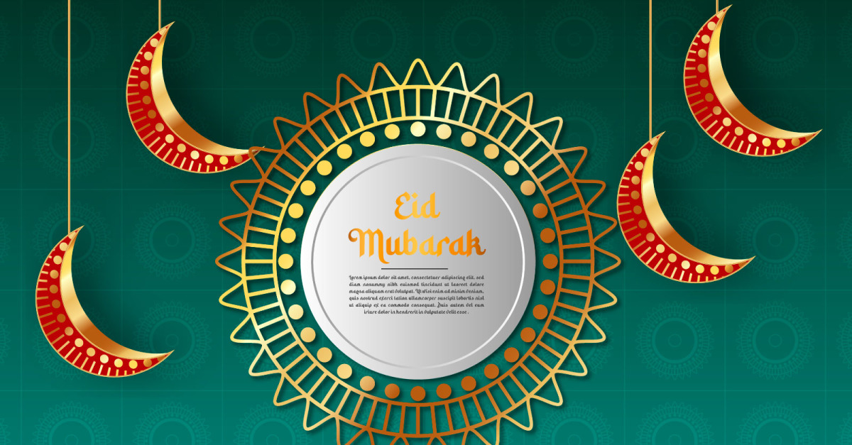 Eid mubarak greyscale creative vector design concept