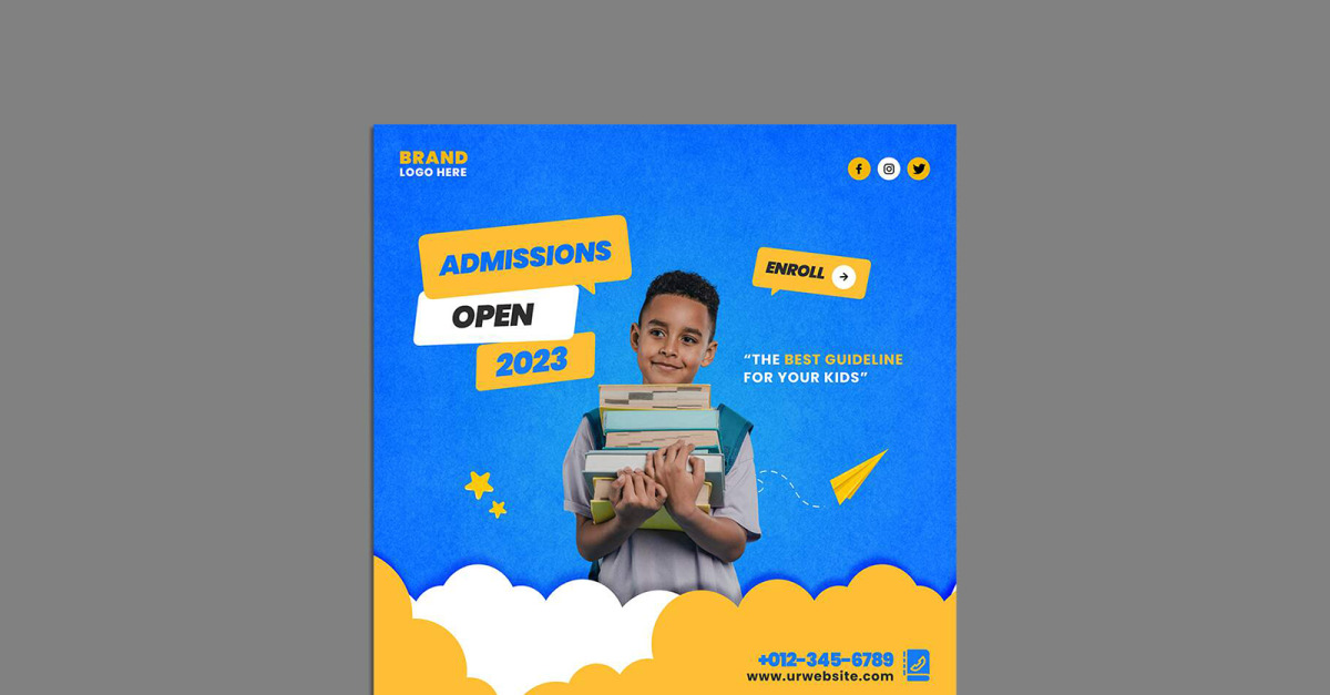 School Admissions Open Social Media Post Template