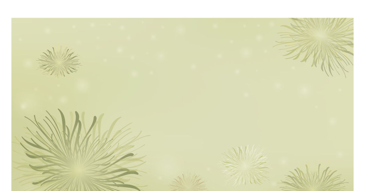 Background Image in Olive Color Scheme with Flowers and Sparks