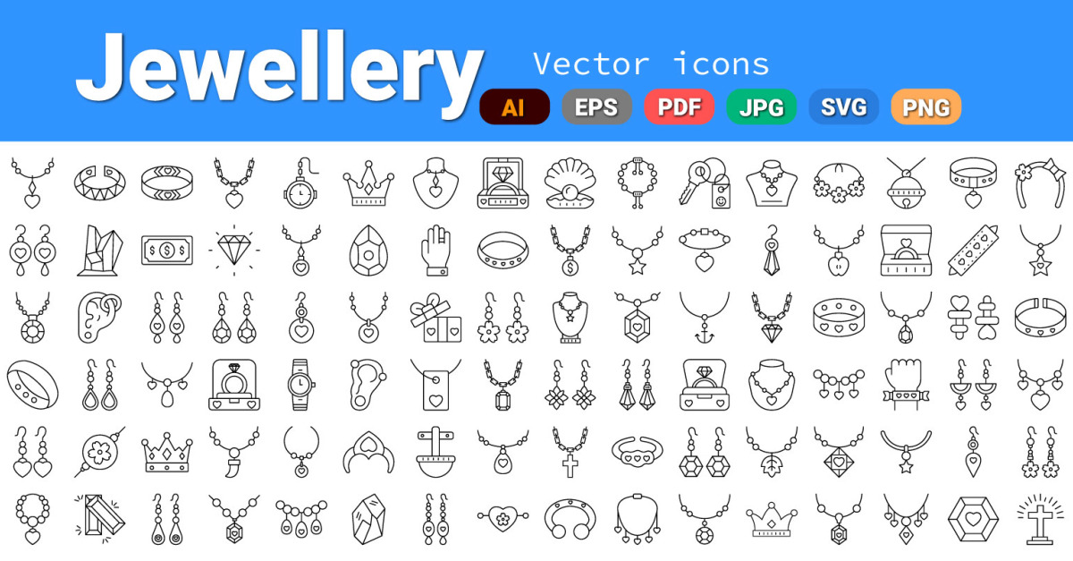 Jewellery Elements Icons Pack | AI | EPS | SVG