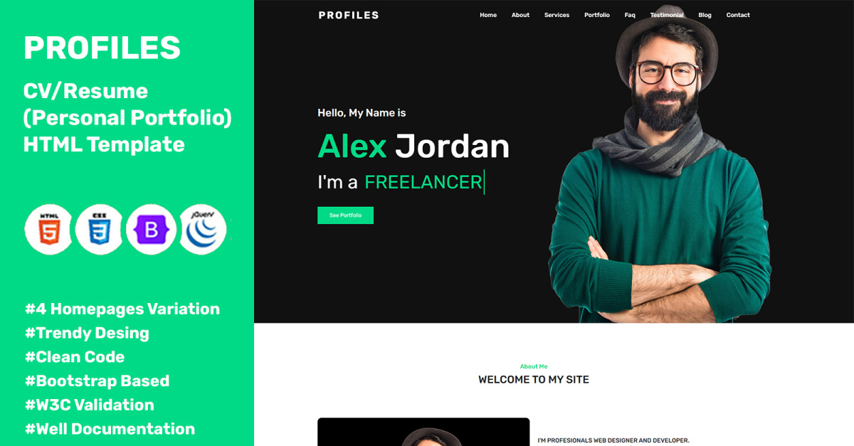 Perfiles - Plantilla HTML multipropósito para portafolio personal