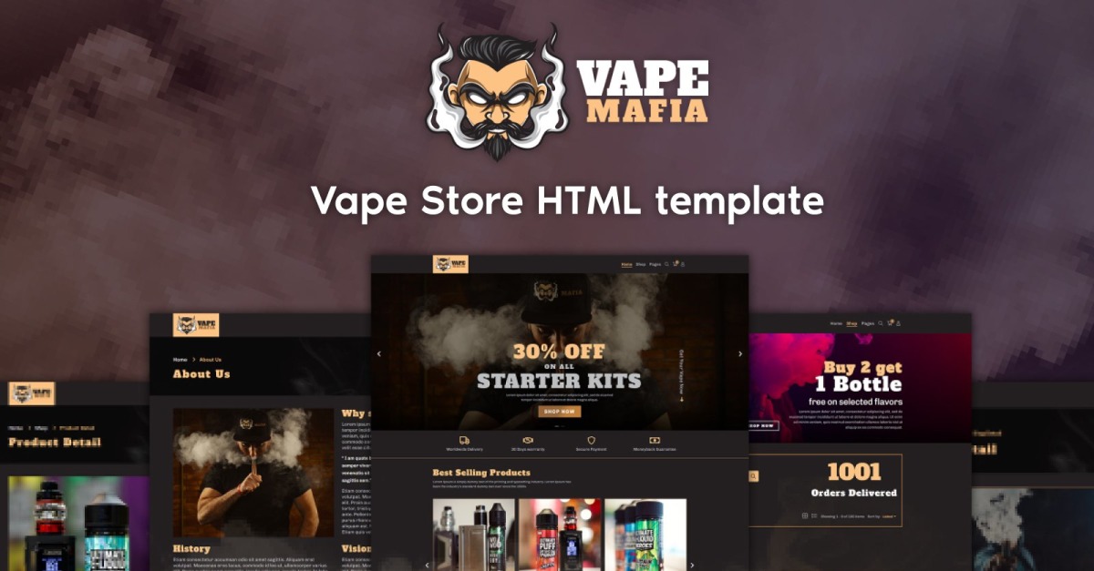 Vape Mafia - Modello HTML5 per e-commerce di Vape Store