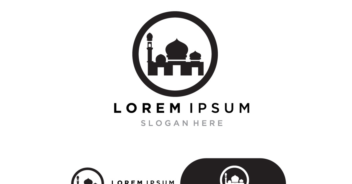 Cami Müslüman simge vektör tasarımı Çizim şablonu 4
