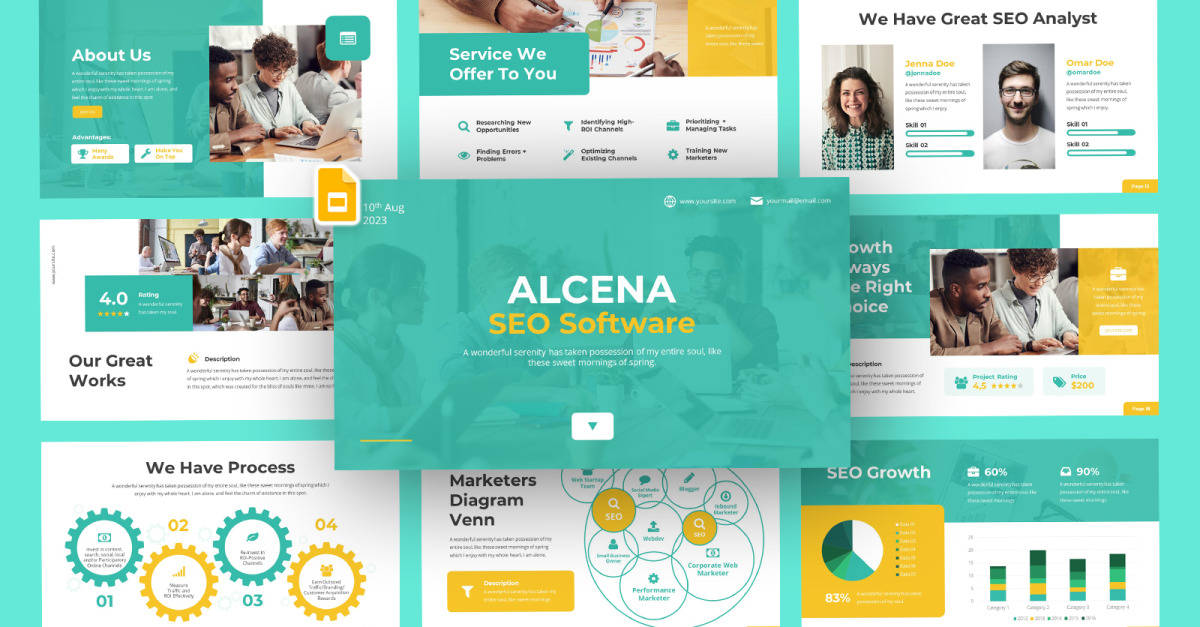 Alcena SEO Analysis Google Slides Template - TemplateMonster