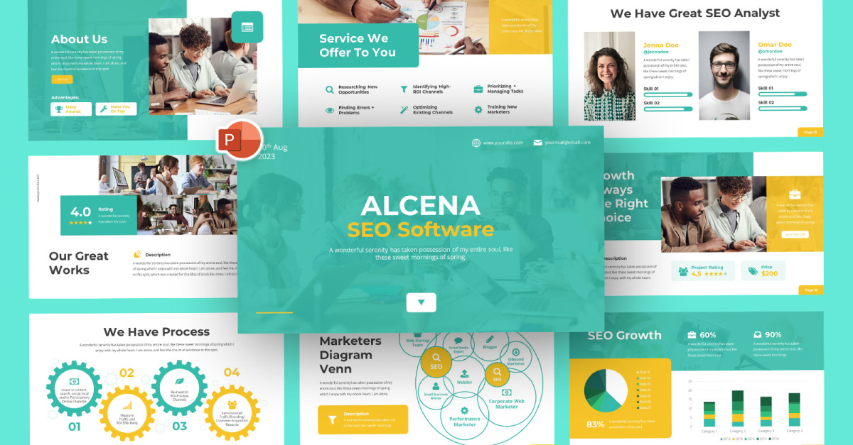 Alcena SEO Analysis PowerPoint Template - TemplateMonster