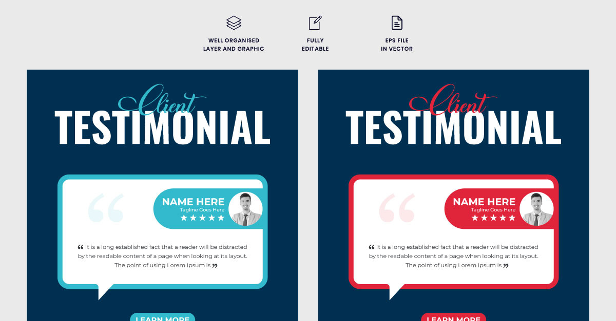 Client review and rating template vector - TemplateMonster