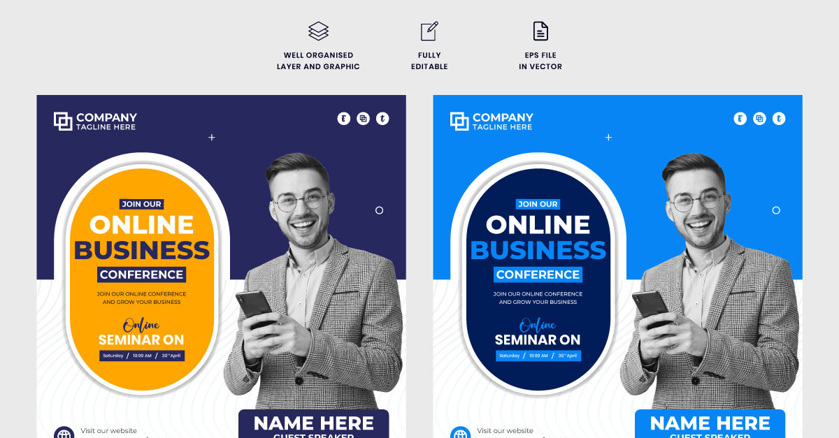 Seminar invitation web banner template - TemplateMonster