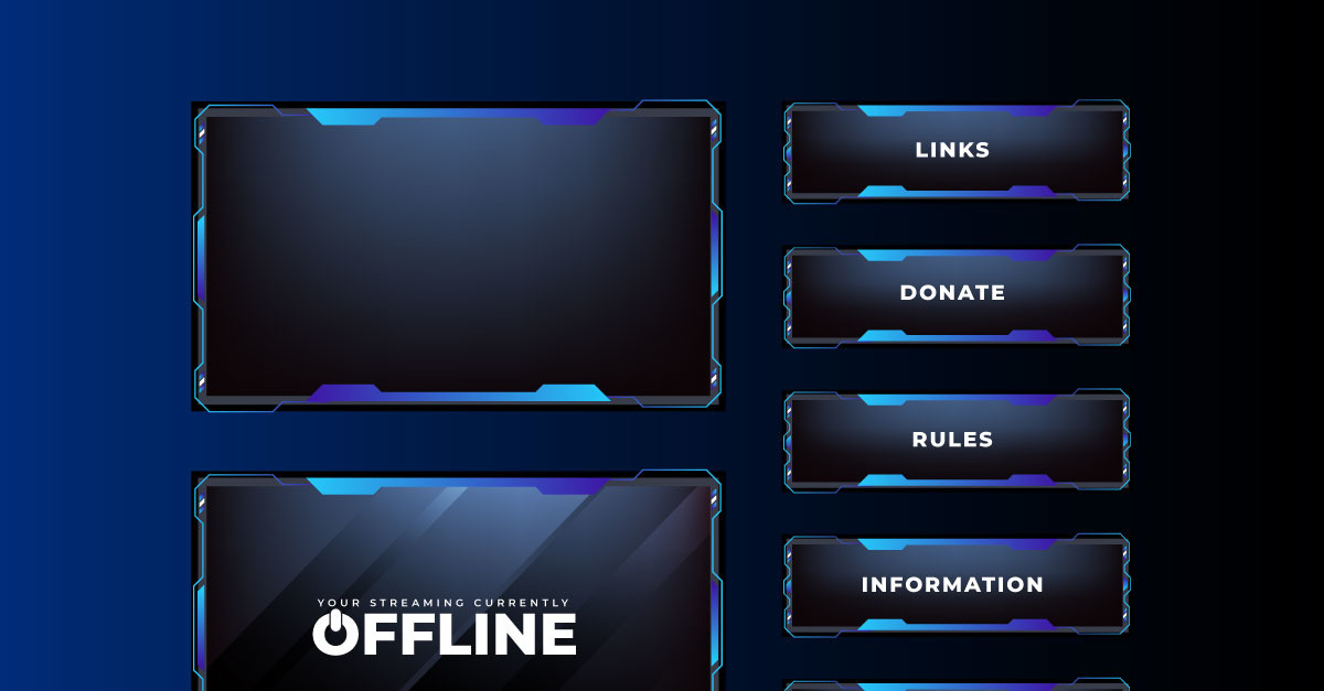 Modern streaming screen panel vector - TemplateMonster