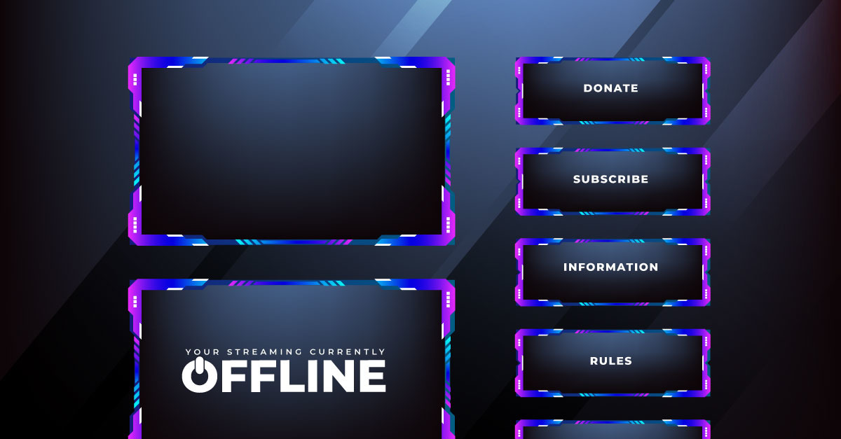 Streaming overlay border design vector - TemplateMonster