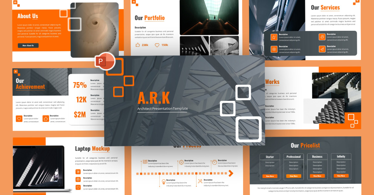 Ark Architecture PowerPoint Template - TemplateMonster