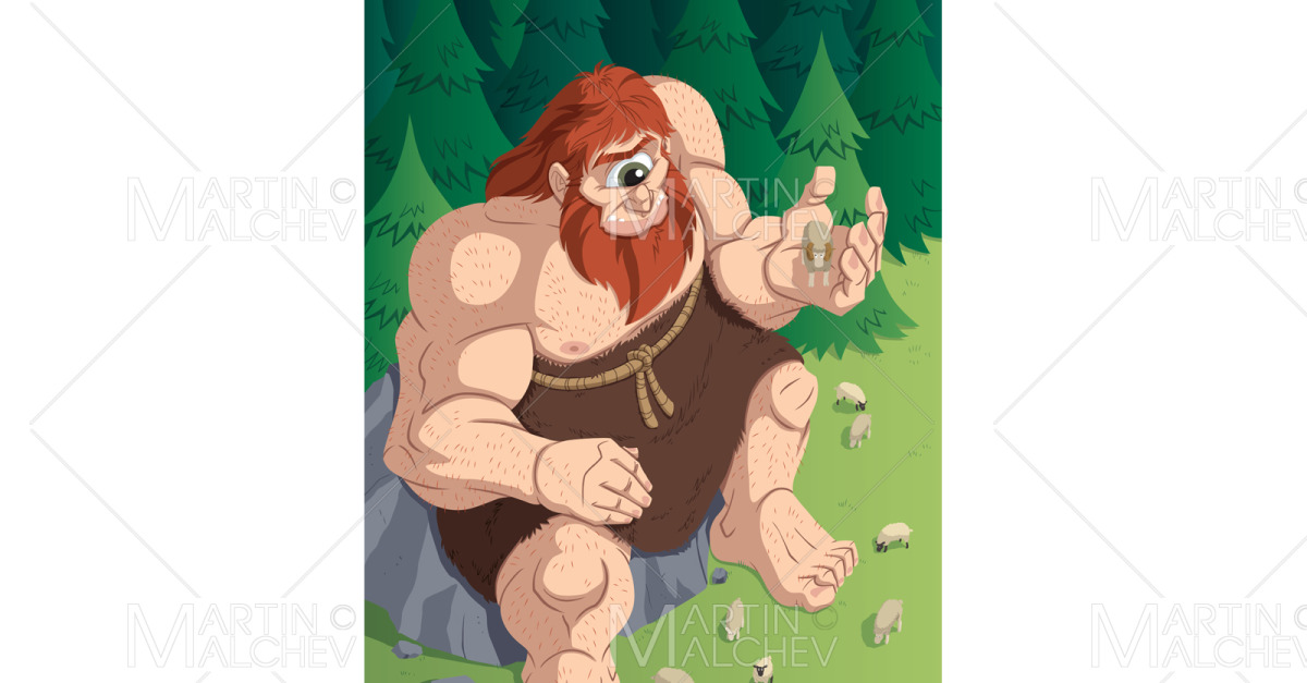 Cyclops and Sheep Vector Illustration - TemplateMonster