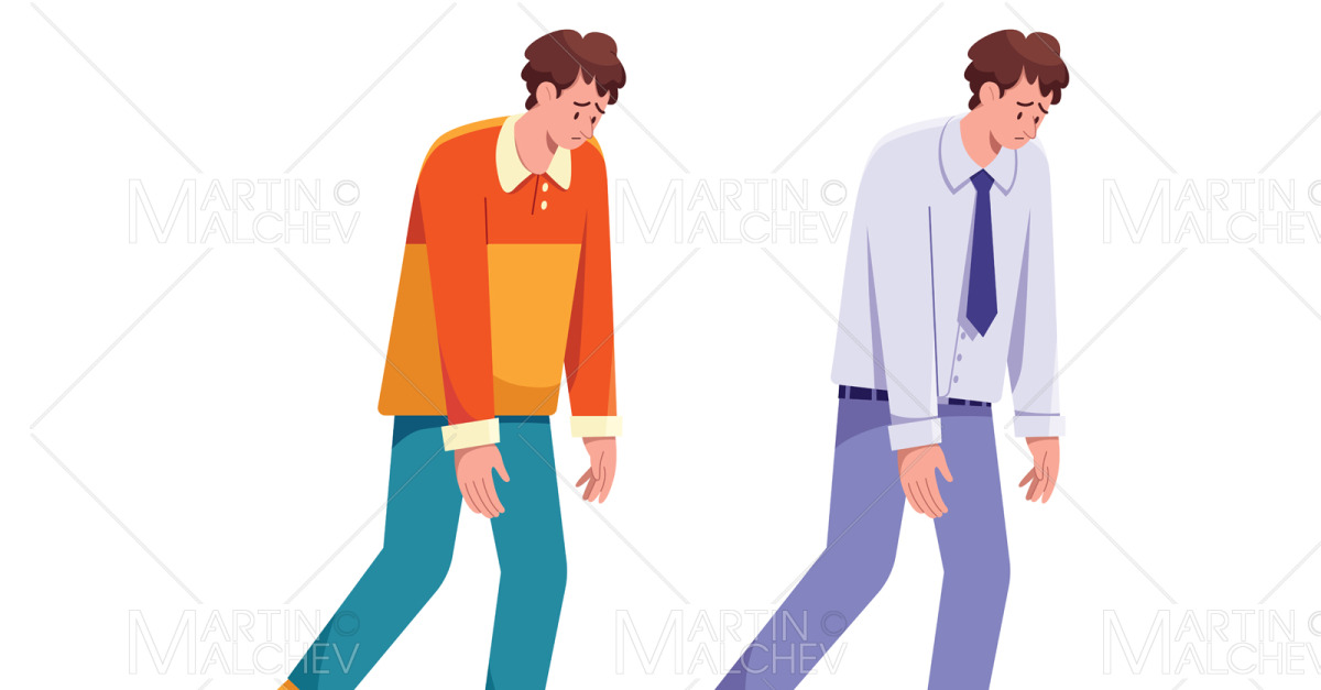 Feeling Down and Depressed Vector Illustration
