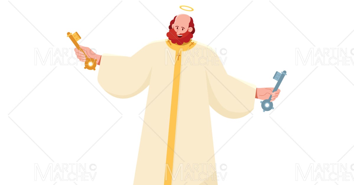 Saint Peter on White Vector Illustration - TemplateMonster