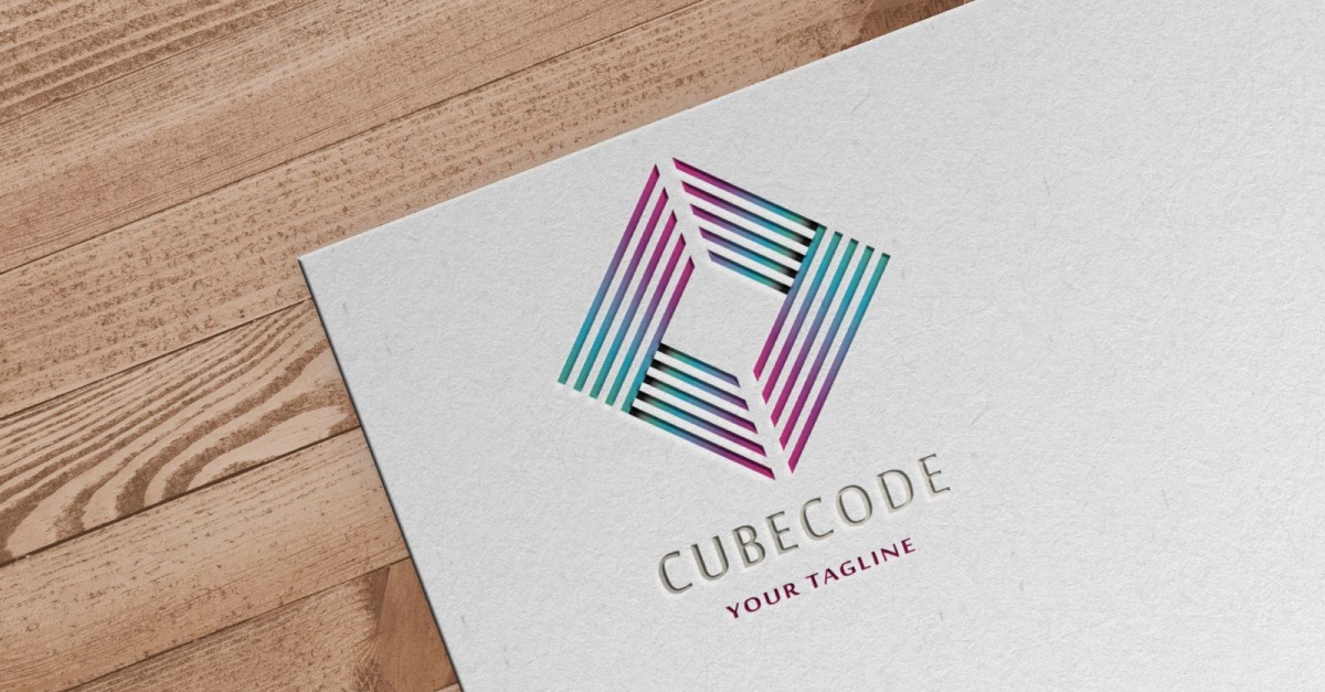 Vorlage für digitales Cube-Code-Logo - TemplateMonster