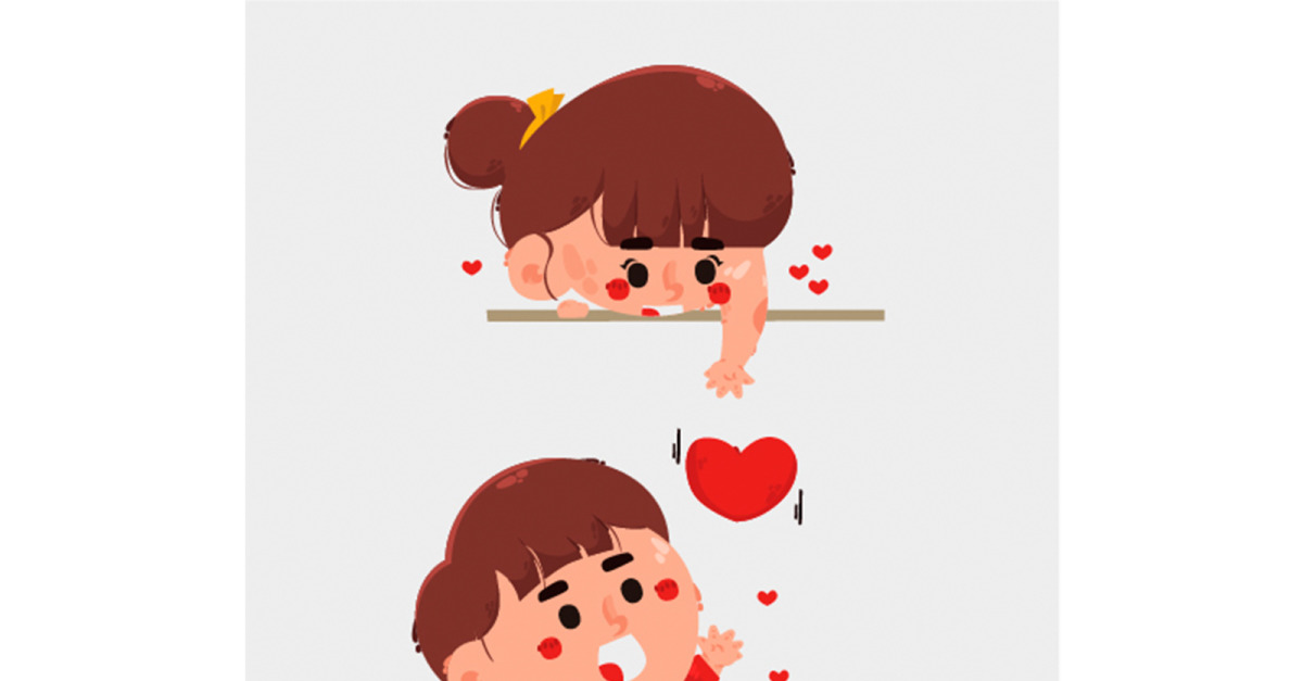 Couple Sending Heart Illustration #313642 - TemplateMonster