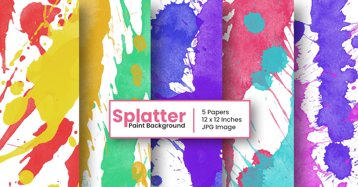 Abstract Paint Splatter Digital Paper Background and Watercolor ink ...