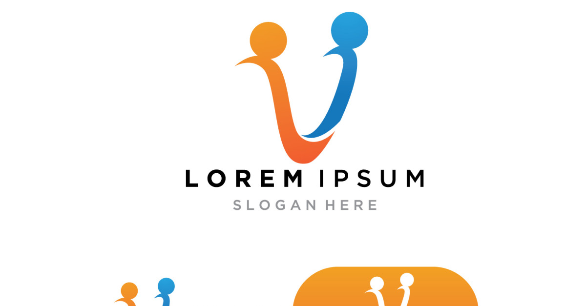 V people team Letter Logo Template vector illustration v1