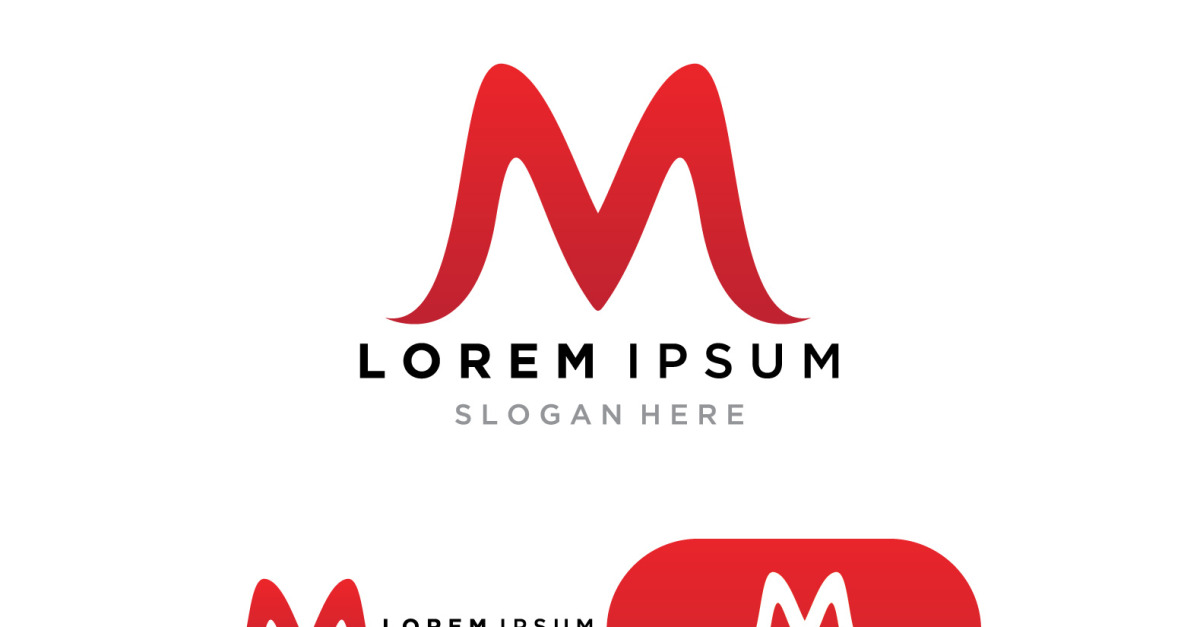 M Harfi Logo Şablonu vektör tasarımı çizimi v1