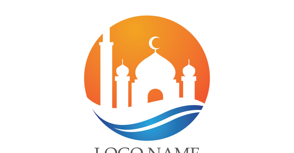 Mosque Moslem logo vector Illustration design template v2