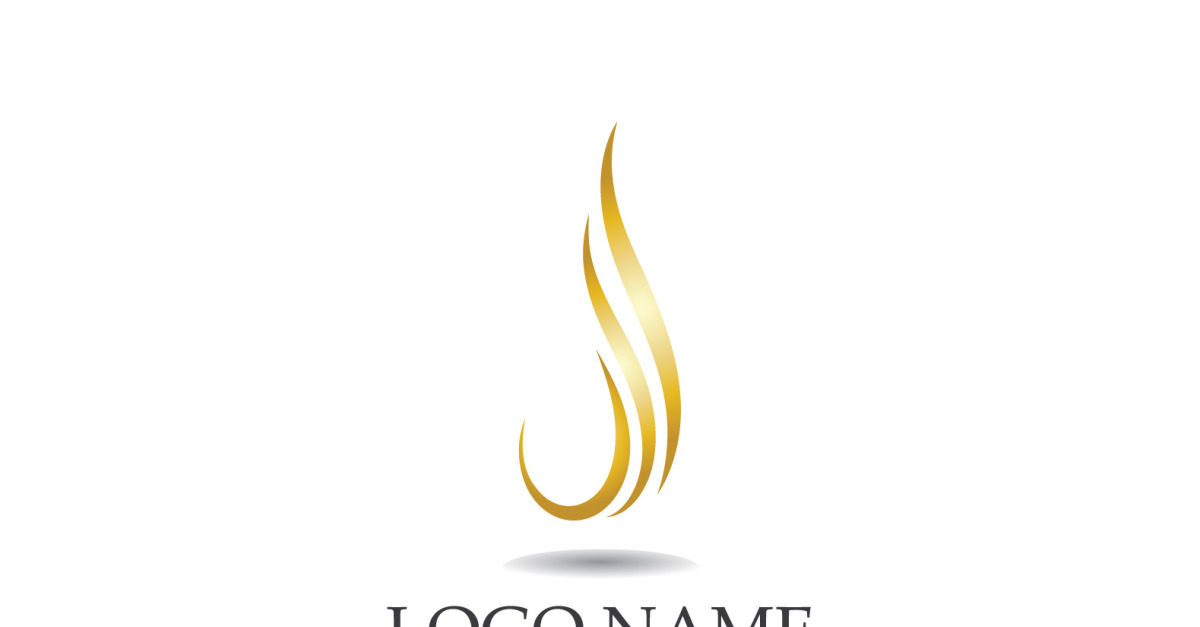 Hair wave gold line logo vector template design v3