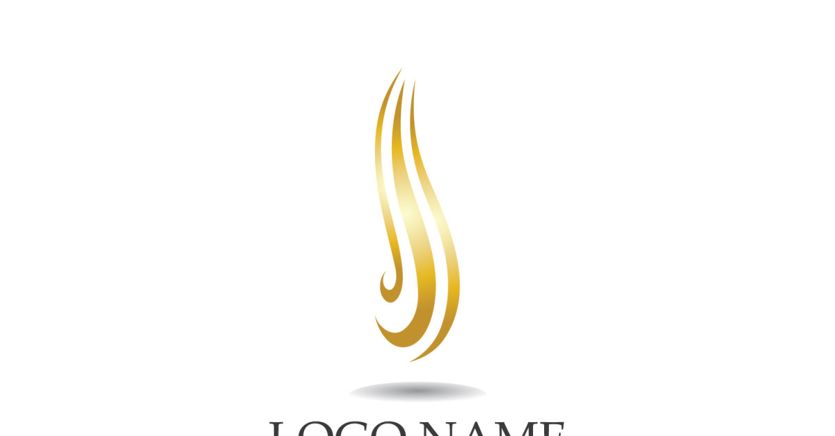 Hair wave gold line logo vector template design v4